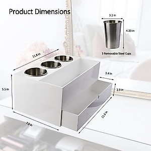 Organizer for Hair Tools for Countertop, Acrylic Hair Dryer Caddy Storage Holder for Hair Straightener,Hair Dryer and Curling Iron Holder, Vanity Bathroom Drawer Trays,White