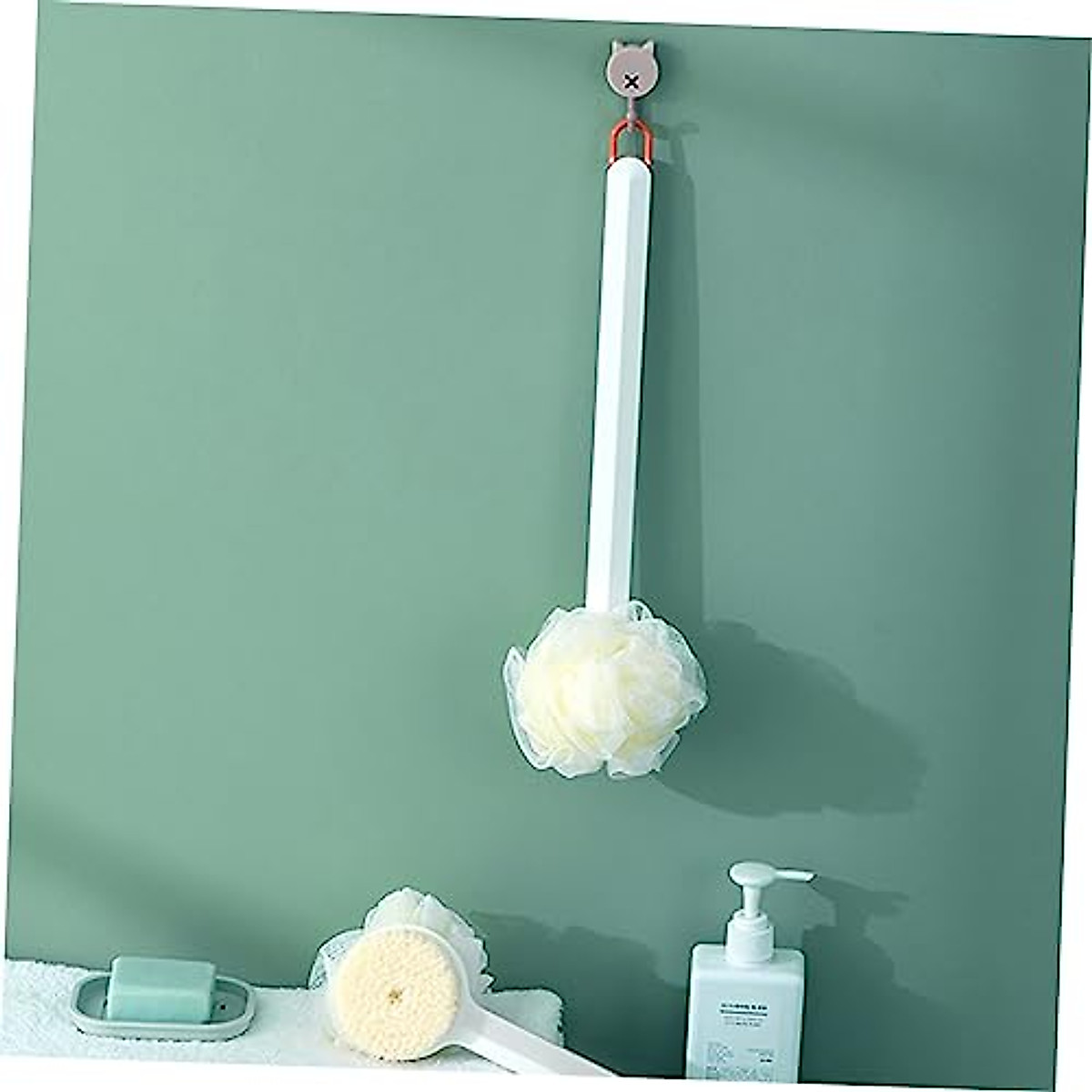 Sponges for Bathing Bath Brush Shower Brush Silicone scrubbers Skin exfoliating Tool Silicone Body Brush Shower Scrubber pet Nylon Wool Double Sided Brush loofah White