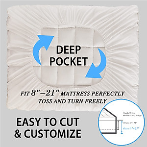 CYMULA Queen Mattress Topper Cover Cooling Mattress Pad Pillow Top Mattress Cover Quilted Fitted Mattress Protector with 8-21 Inch Deep Pocket