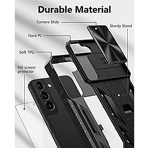 WTYOO for Samsung Galaxy S22-Plus Case: Military Grade Drop Proof Protective Rugged TPU Matte Shell | Shockproof Durable Protection Tough Cell Phone Cover with Built-in Kickstand