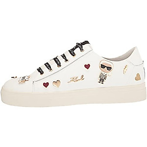 Karl Lagerfeld Paris Cate Shoes – Sneakers for Women with Iconic KLP Pins, Bright White, 11