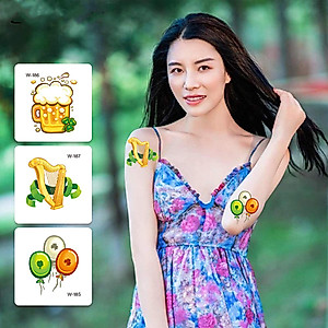 Mocossmy St Patrick's Day Temporary Tattoos for Kids,20 Sheets Irish Shamrock Clover Flag Pots of Gold Tattoos Face Body Stickers for St Patrick's Day Spring Parade Party Favor Supplies Decoration