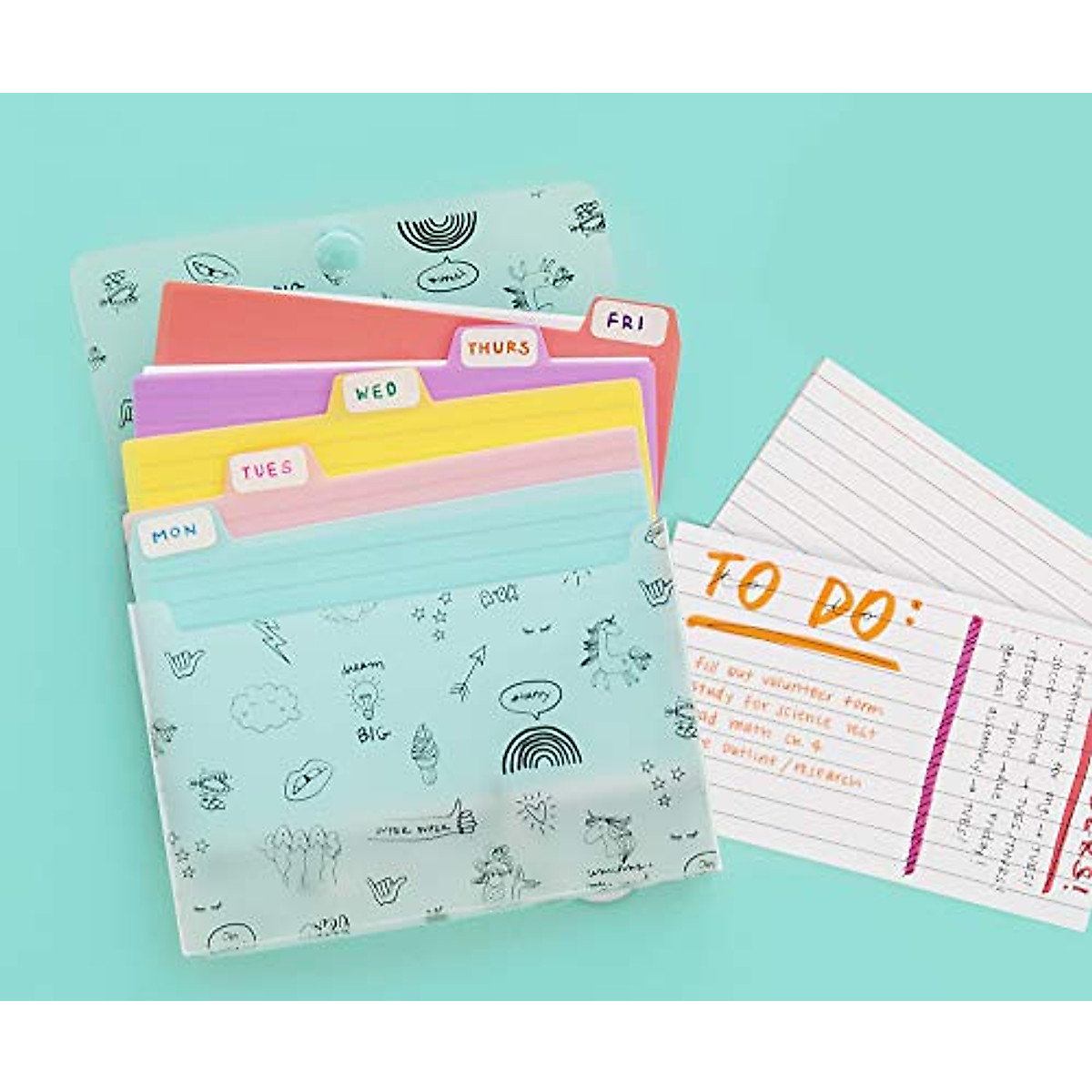 Yoobi Index Cards with Case | 4 Pack of Fun | 400 Total Notecards with Holder | Create Flash Cards for Homeschool