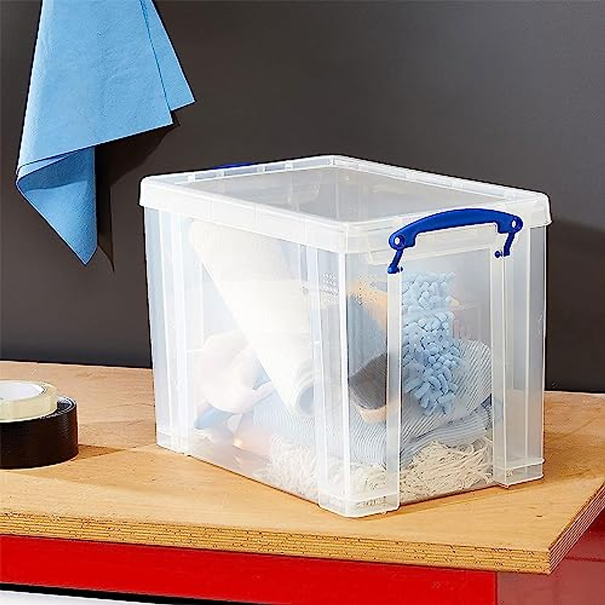Really Useful Box 19 Liter Plastic Stackable Storage Container w/Snap Lid & Built-In Clip Lock Handles for Home & Office Organization, Clear (2 Pack)