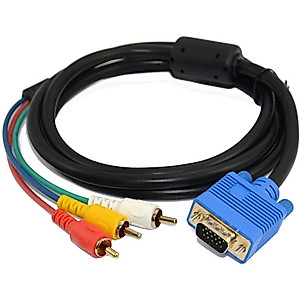 5FT / 1.5M VGA to 3 RCA Cable VGA Male Cable 15 pin Digital to Analog PC TV Video Cable AV Adapter HDTV Laptop PC DVD Display Cable Converter