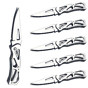 6 Pack Stainless Steel Self-Defense Folding Knife With Key Ring, Outdoor Survival Pocket Knife, Easy To Everyday Carry Small Knife