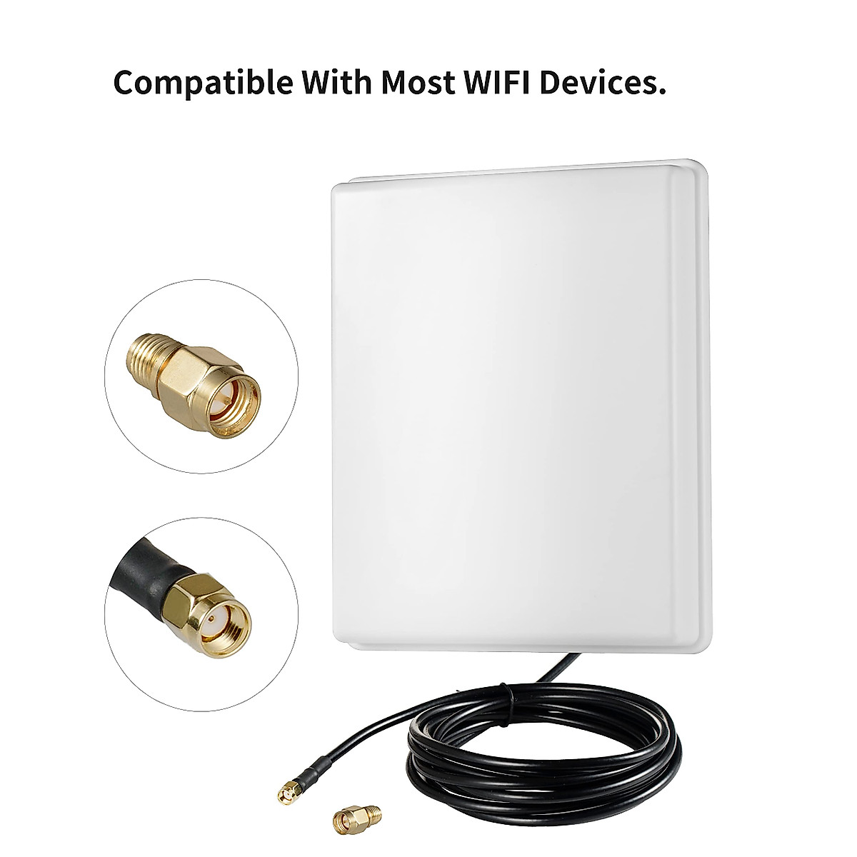 Outdoor 15dBi Dual Band WiFi 2.4GHz 5GHz 5.8GHz Long-Range Directional Panel Antenna with 10Ft Cable for WiFi Router Wireless Network Card Security IP Camera Video Surveillance Monitor, Eifagur