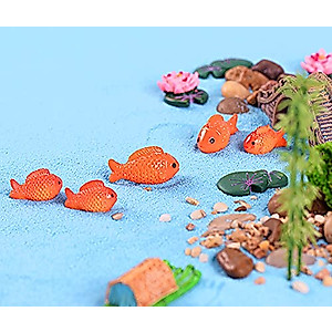 20 Pcs Resin Red Goldfish Mini Goldfish Figurines Fairy Garden Miniature Moss Landscape DIY Terrarium Crafts Ornament Accessories for Home Décor
