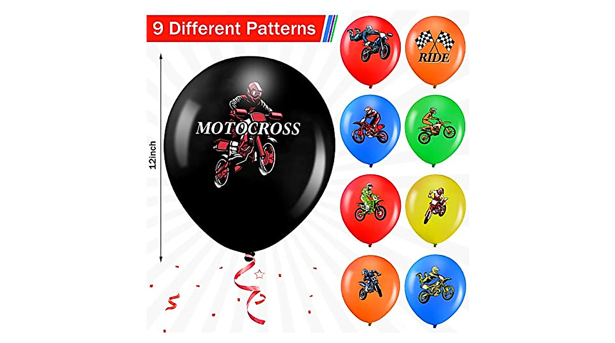 Dirt Bike Party Decorations - 36 Balloons for Motocross Birthday