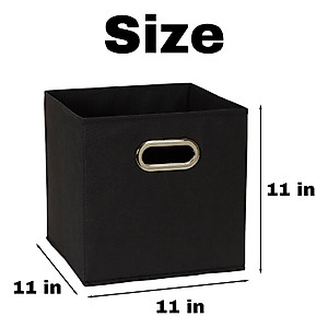 11 Inch Fabric Storage Bins Cubes Sturdy Collapsible Storage Bins & Handle 6 Foldable Baskets for Organizing Clothes Books closet organizer and storage Fabric Storage Cubes for Shelves,Closets Black