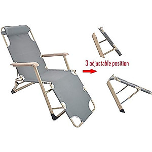 Livebest Set of 2 Lounge Chairs Folding Cot 2-in-1 Portable Reclining Beach Chair for Yard Garden Pool