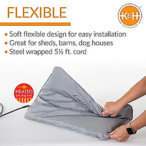 K&H PET PRODUCTS Orthopedic Outdoor Heated Dog Bed Lectro-Soft Gray Medium 19 X 24 Inches