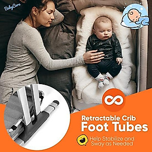 SereneLife Baby Bassinet, Bedside Sleeper for Infant & Newborn, Baby Bed for Safe Co-Sleeping, Easy Folding Portable Crib w/Storage Basket, Adjustable Height, Wheels, All Mesh, w/Travel Bag (Grey)