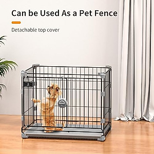 FLARUZIY Dog Crate for Small Dogs Under 25lbs,24 inch Black Thick Metal Dog Kennel Indoor Wire Cage with Double Door and Removable Tray for Pets,Puppy