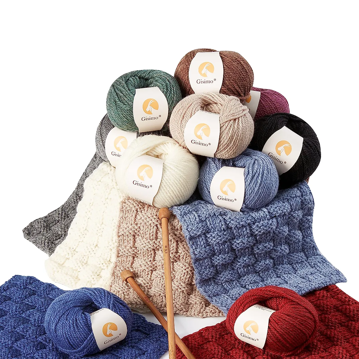 Gisimo 100% Merino Wool Yarn, 3-Ply Luxurious and Soft Yarn for Hand Knitting & Crocheting (Navy Blue, 1Ball)