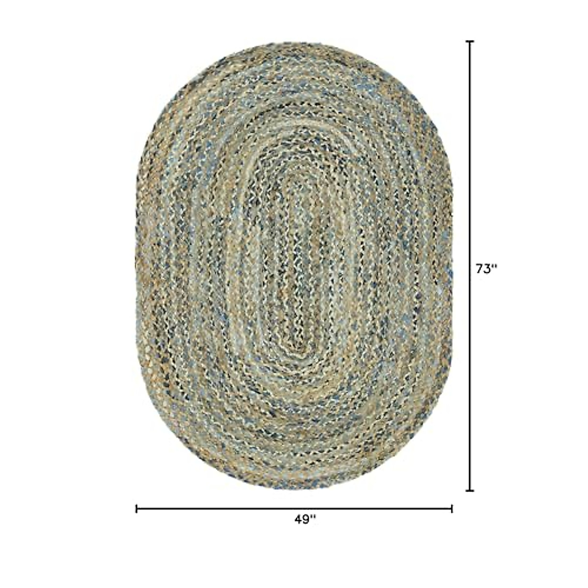 Unique Loom Braided Chindi Collection Casual Modern Blue Oval Rug (4' 0 x 6' 0)