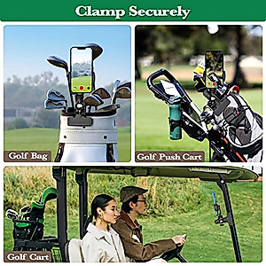 MoKo Phone Stand Golf Cart Mount, Cell Phone Holder Golf Analyzer Accessories for Recording Golf Swing Multi Angles Clip Holder for Live Streaming Photography Fits 4.7" - 6.8" Phones, Black