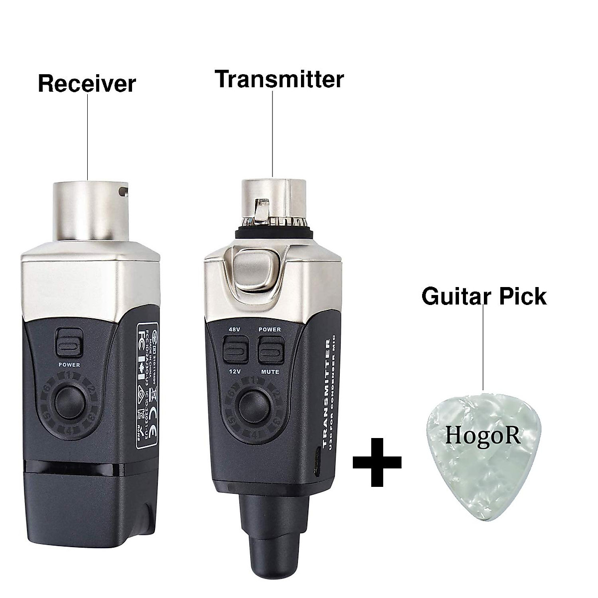 Xvive U3C Microphone Wireless Microphone XLR Transmitter and Receiver System, Audio Mixer, PA System, Microphone System for a Wide Range of Applications Bundled with HogoR Guitar Picks