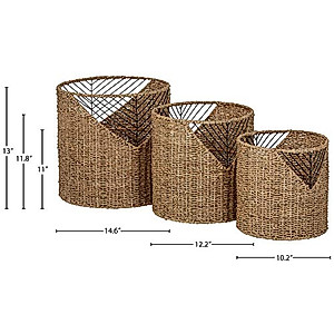 Amazon Brand – Stone & Beam Modern Round Seagrass Storage Basket Set - Pack of 3