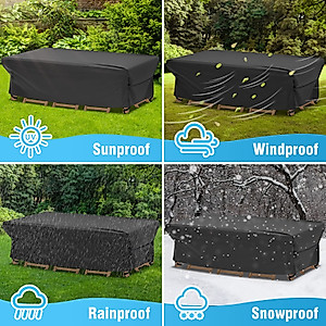 Velway Patio Table Cover Rectangle Waterproof Patio Furniture Cover for Outdoor Table and Chairs 84”Lx52”Wx29”H Oxford Dining Table Cover Tear-Resistant Wind Dust Proof Furniture Set Covers for Winter