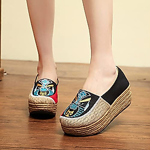 Casual Shoes Fashion Shoes for Women High Heeled Fashion Boots Silp On Womens Casual Slip on Shoes Canvas Black