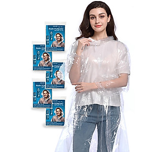 Disposable Rain Ponchos for Adults - Emergency Rain Ponchos Family Pack for Women and Men with Drawstring Hood