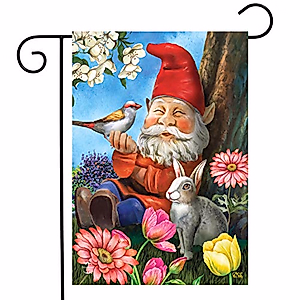 Garden Gnome Spring Garden Flag Floral 18" x 12.5" Briarwood Lane