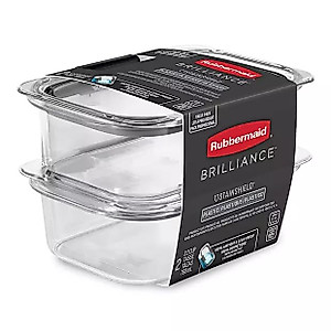 Brilliance Food Storage Rubbermaid Containers, 3.2 Cups, BPA Free, Airtight Lids, Ideal for Lunch, Meal Prep & Leftovers, Set of 2