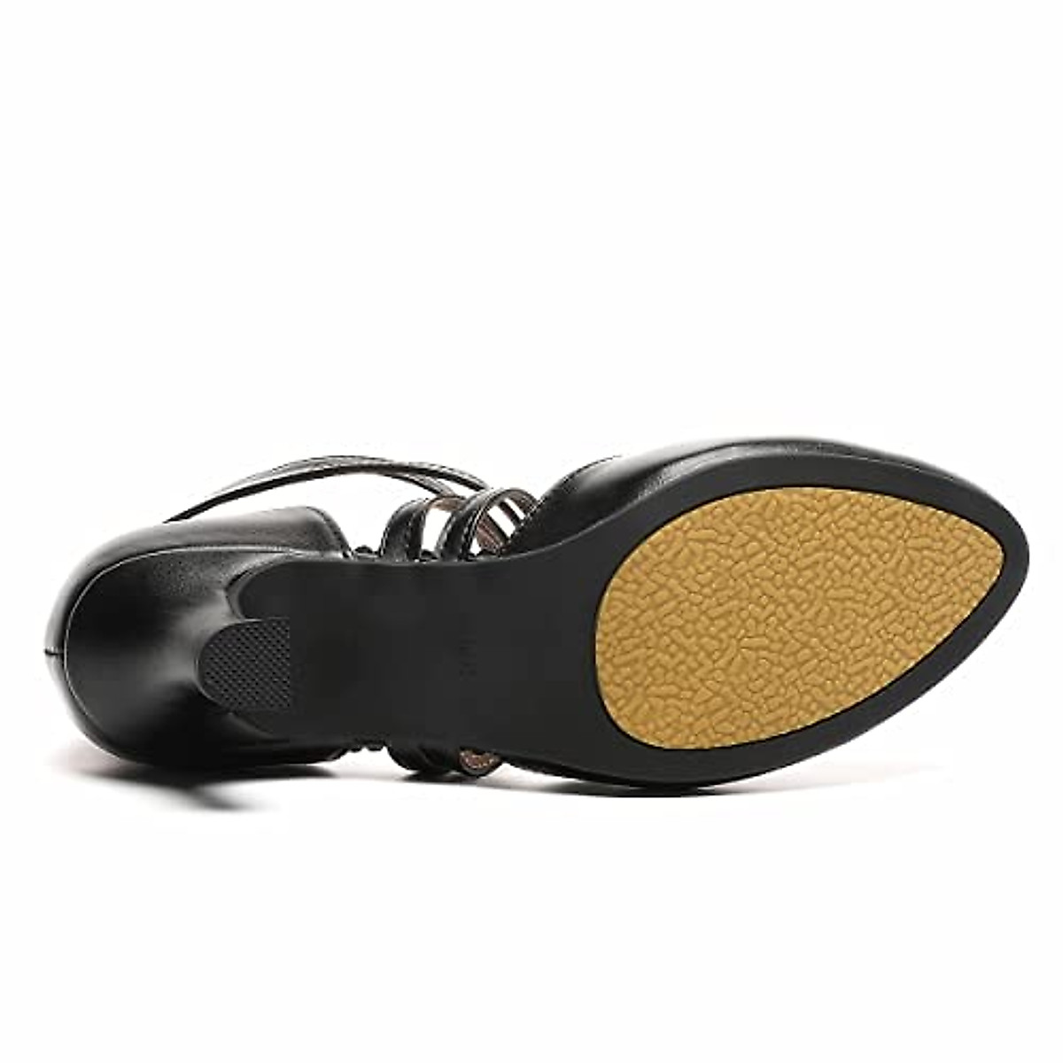 Women's Cross Strap Character Shoes Non-Slip Salsa Latin Ballroom Dance Pumps Black Wedding Heels (8 / Black)