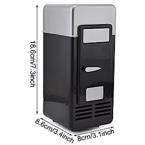 ThreeH New Mini Red USB Fridge Cooler Beverage Drink Cans Cooler/Warmer Refrigerator for Laptop PC Computer Black H-UF05Black