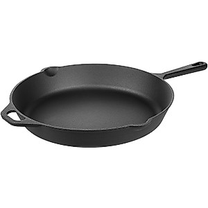 Elegant Kitchen Pre-Seasoned Cast Iron Skillet | Indoor and Outdoor Use | Grill, Stove-top, Induction Safe (12.5 Inch)