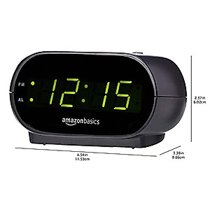 Amazon Basics Small Digital Alarm Clock with LED Display, Nightlight and Battery Backup - 4.5 x 3.5 x 2.4 Inches