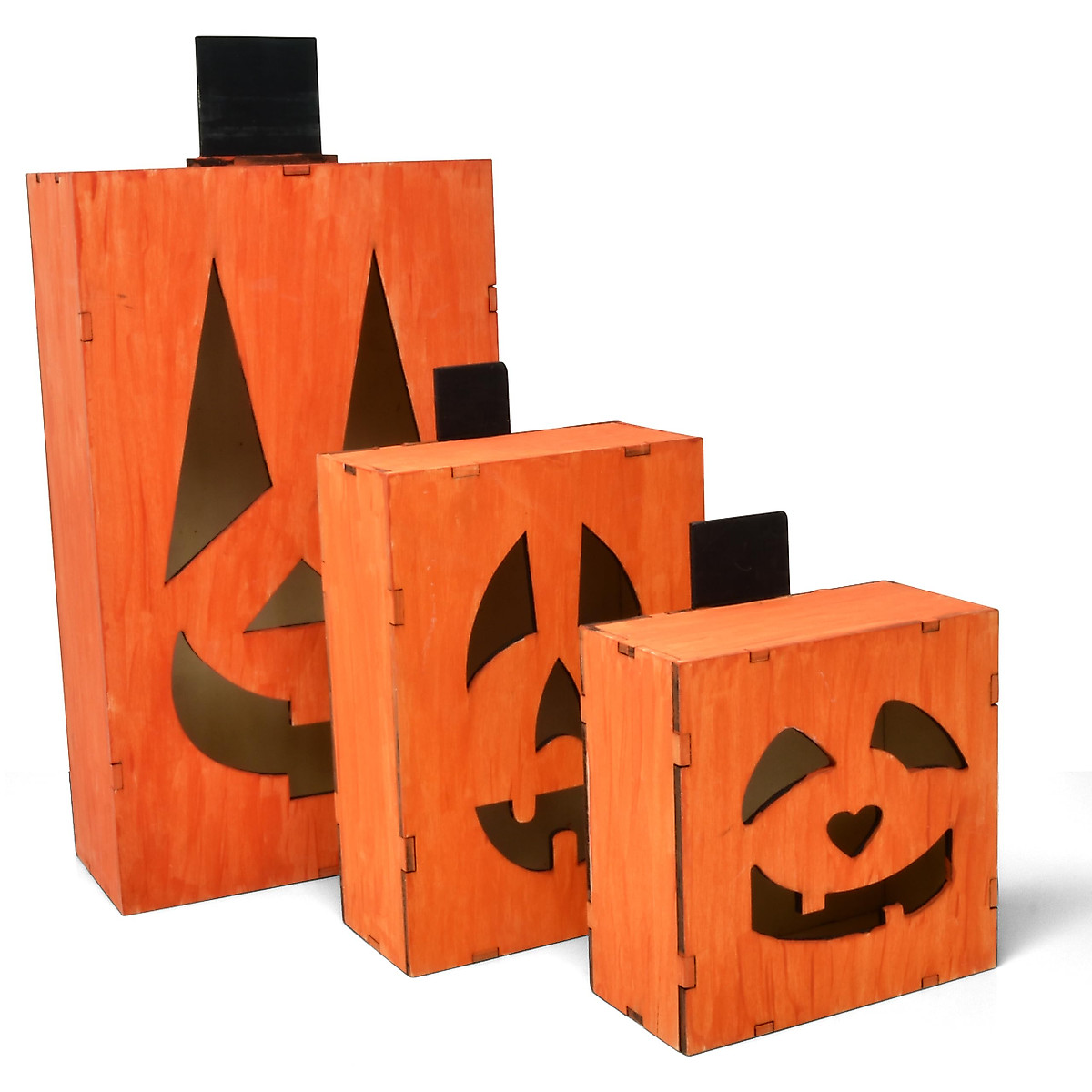 Gift Boutique Halloween Pumpkin Wood Paint Craft Kit 3 Set Sizes Jack O Lantern Unfinished Wooden for Kids Arts & Craft Project Painting Activity