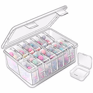 GRBEEVIITEK Premium Craft Organizers and Storage Containers, 15 Pack Small Bead Organizer Box, Sturdy Bead Storage Containers, Portable Plastic Box Set with Hinged Lids, Clear & Stackable