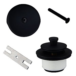 Lift and Turn Bathtub Drain Stopper with 1 Hole Faceplate Cover Bath tub Overflow Kit Assembly Strainer and Screw, Polished Chrome Finish