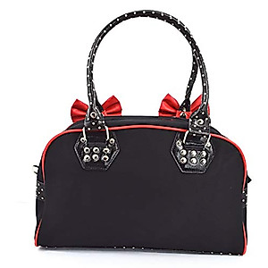 Lost Queen Cherry Bomb Skull Cherries Polka Dot Bow Handbag Rockabilly Black Red