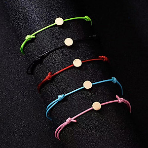 EMESLY 5pcs Adjustable Friendship Bracelets for Friends, Circle Shaped Friendship Charm Bracelet with Message Card