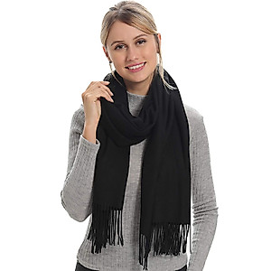 Women Pashmina Scarf Wrap Shawl, Black Soft Wool, Travel Blanket Accessories, Evening Wedding Party, Mom in Law Female Hostess Grandma Best Friend Sister Wife Girlfriend Christmas Good Gift…