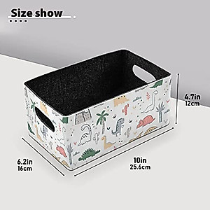 Dinosaurs Palm Trees Storage Basket Felt Storage Bin Collapsible Toy Boxs Foldable Felt Cube Organizer for Kids Bedroom Magazine