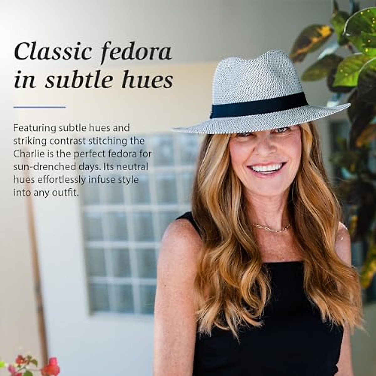 Wallaroo Hat Company Women’s Charlie Sun Hat – UPF 50+, Adjustable, Packable, Ready for Adventure, Designed in Australia, Ivory/Black