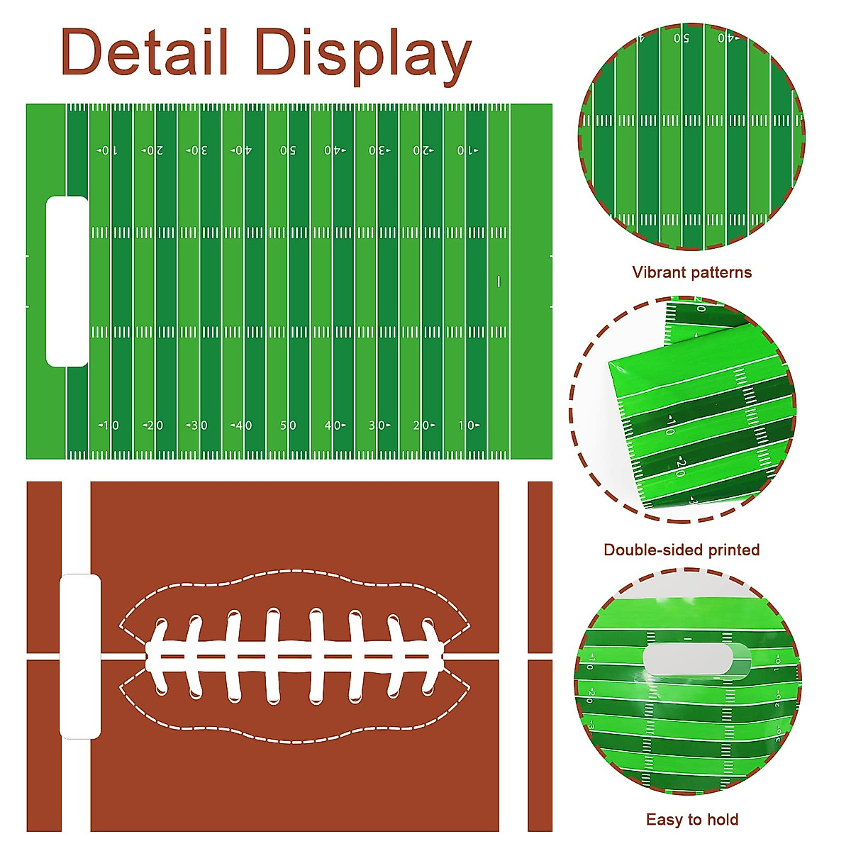 chiazllta 50 Pcs Football Party Bags Football Plastic Goodie Bags Favors Rugby Sports Theme Treat Bags Gift Bags Decorations for Game Day Sports Events Birthday Party