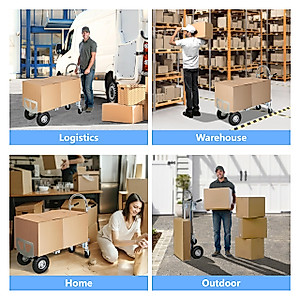 Aluminum Convertible Hand Truck, 2 in 1 Folding Dolly 800 LBS Capacity Heavy Duty Industrial Platform Cart Collapsible Truck for Transport & Moving in Warehouse, Home, Supermarket