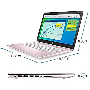 HP 2022 Stream 14" HD Thin and Light Laptop, Intel Celeron N4000 Processor, 4GB RAM, 64GB eMMC, HDMI, Webcam, WiFi, Bluetooth, 1 Year Office 365, Windows 11 S, Rose Pink, IFT 32GB USB Drive
