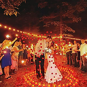 Homeleo 24PCS Red Heart Shaped Flameless Candles Lights,Romantic LED Tealight Candle with 200Pcs Artificial Flower Rose Petals for Valentines Day Decor Wedding Bedroom Decorations Table Centerpieces