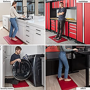 Zulay Home Large 20 x 32 Inch Anti Fatigue Floor Mat - 3/4 Inch Thick Cushioned Kitchen Mats for Standing - Comfortable Padded Floor Mats for Standing Work Desk - Memory Foam Kitchen Mat - Red