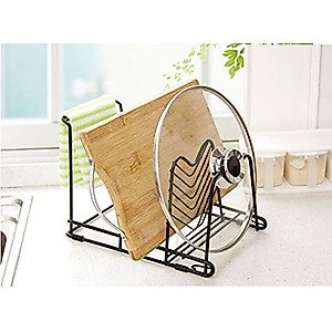 XJJZS Pot Rack - Putting The Lid Rack Board Kitchen Household Tableware Storage Rack Wrought Iron