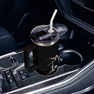 QWJKM Drummer Tumbler with Handle Large Insulated Car Cup 40 OZ Stainless Steel Travel Mug Leak Proof Water Bottle with Lid And Straw for Car Home Office Gifts