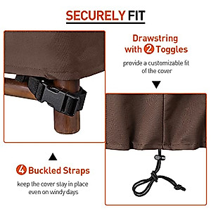 Arcedo Patio Furniture Covers, Waterproof Outdoor Furniture Covers 110 inch, Patio Table Cover for Outdoor Furniture, Heavy Duty Large Rectangular Dining Table Cover, Beige & Brown