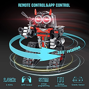 VINTOP Remote Control Robot Building Kit for Boys 6-12, 3-in-1 STEM Remote & APP Controlled Coding Gear Robot/Tank/RC Car, 419 Pcs Science Learning Educational Building Blocks Toy Set Gift for Kids