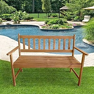 NiamVelo Park Benches for Outside, 3-Person Garden Bench, Rustic Two Person Loveseat Chair, Porch Bench Furniture Memorial Benches Made of Poly Lumber, Patio Bench Suitable for All Weather, 705 lbs